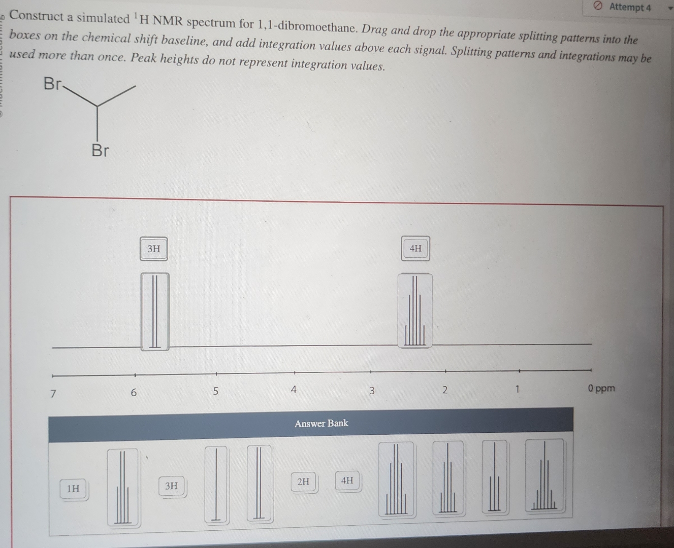 Solved Construct a simulated ?1H ﻿NMR spectrum for | Chegg.com
