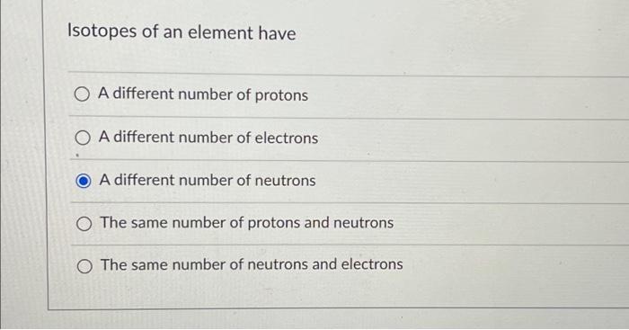 Solved Isotopes of an element have A different number of | Chegg.com