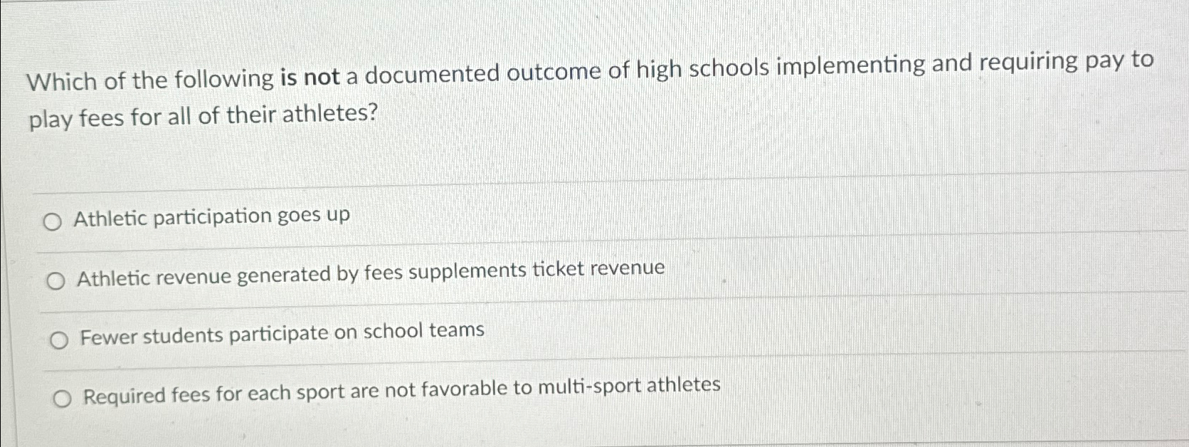 Solved Which of the following is not a documented outcome of | Chegg.com
