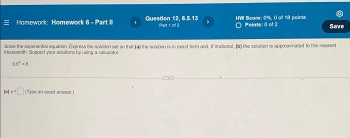 Solved = Homework: Homework 6 - Part II Question 12, 6.5.13 | Chegg.com