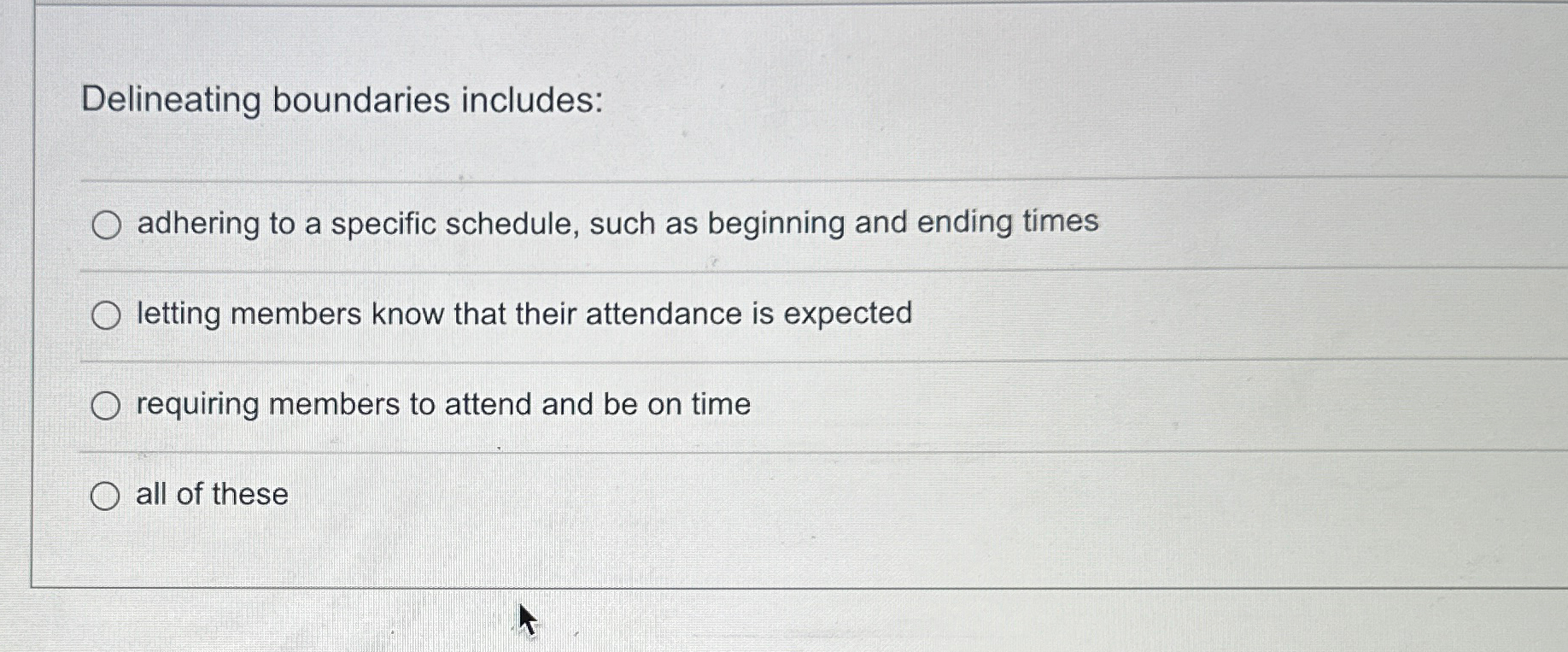 Solved Delineating boundaries includes:adhering to a | Chegg.com