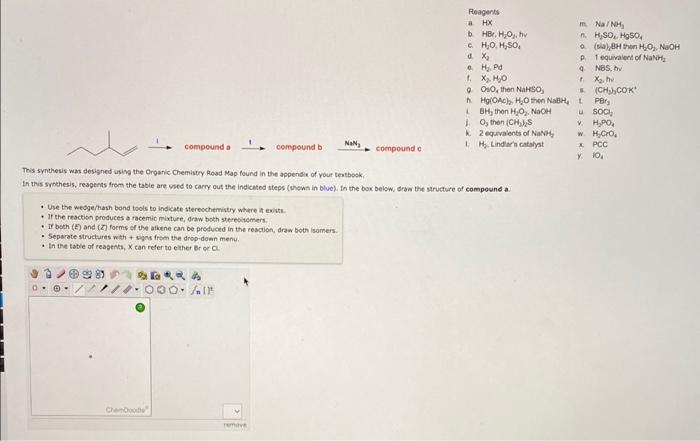 Solved Ploagents a. HX in. Na2/NH3 b HBr,H2O2, hv n. | Chegg.com