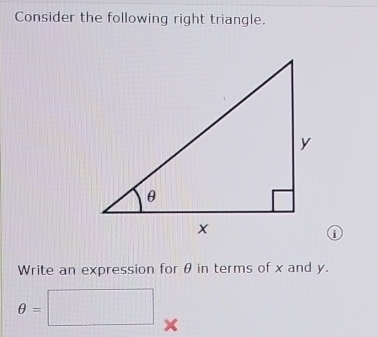 Solved Consider the following right triangle.Write an | Chegg.com