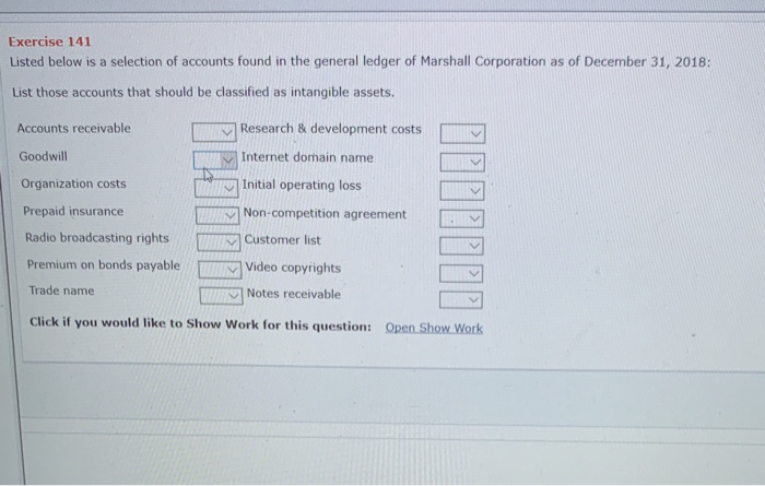 Solved Exercise 141 Listed Below Is A Selection Of Accounts 7354