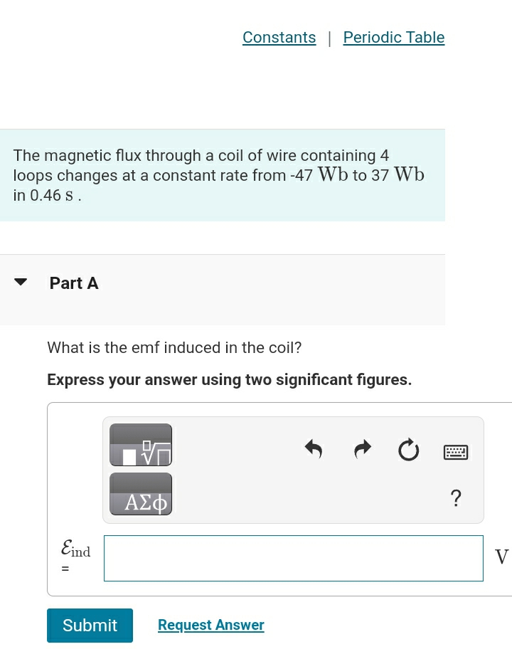 Solved ConstantsPeriodic TableThe magnetic flux through a | Chegg.com