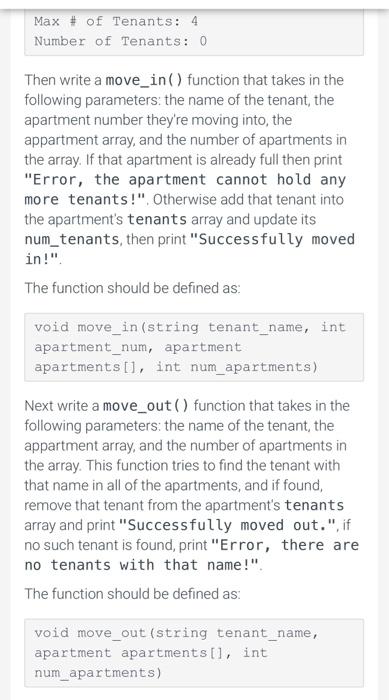 Solved Write a program that manages the apartments in an | Chegg.com