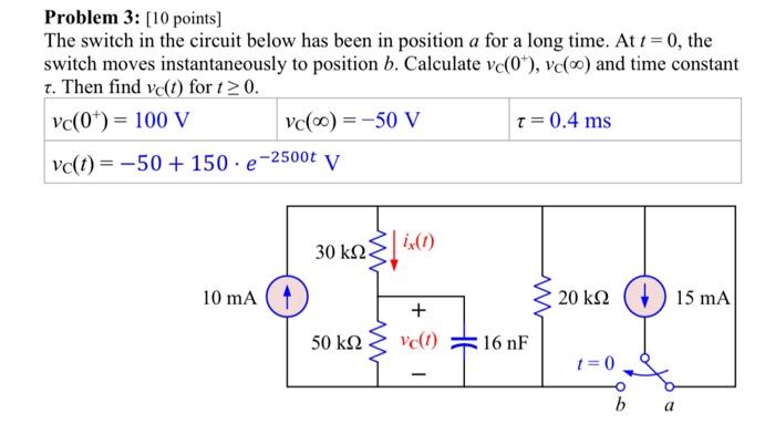 Solved Problem 3: [10 points] The switch in the circuit | Chegg.com