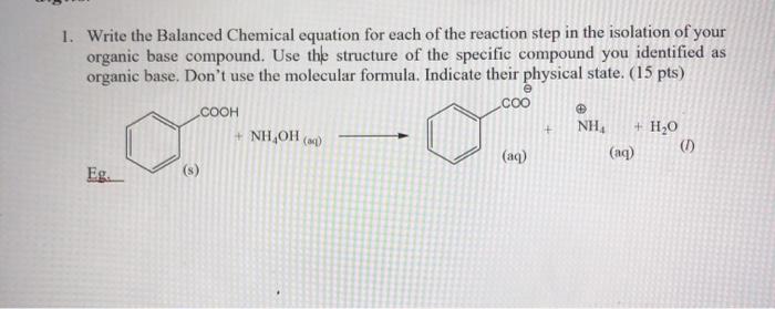 Solved organic acid - cinnamic acid organic base- | Chegg.com