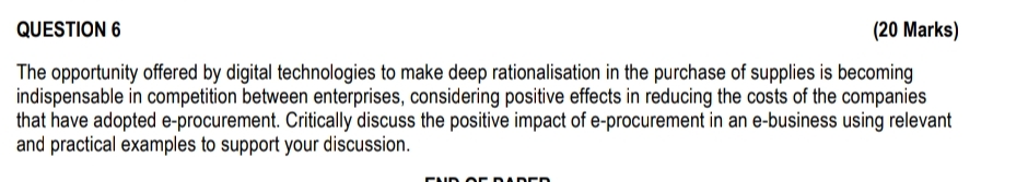 Solved QUESTION 6(20 ﻿Marks)The opportunity offered by | Chegg.com