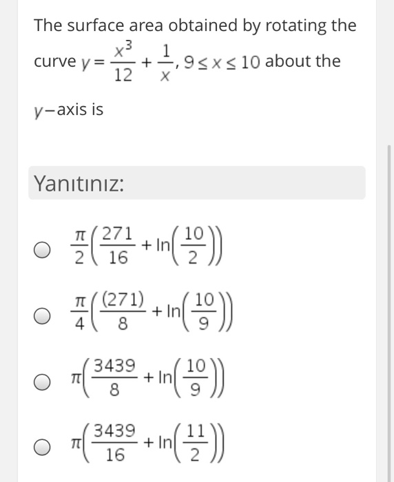 Solved The surface area obtained by rotating the x3 curve | Chegg.com