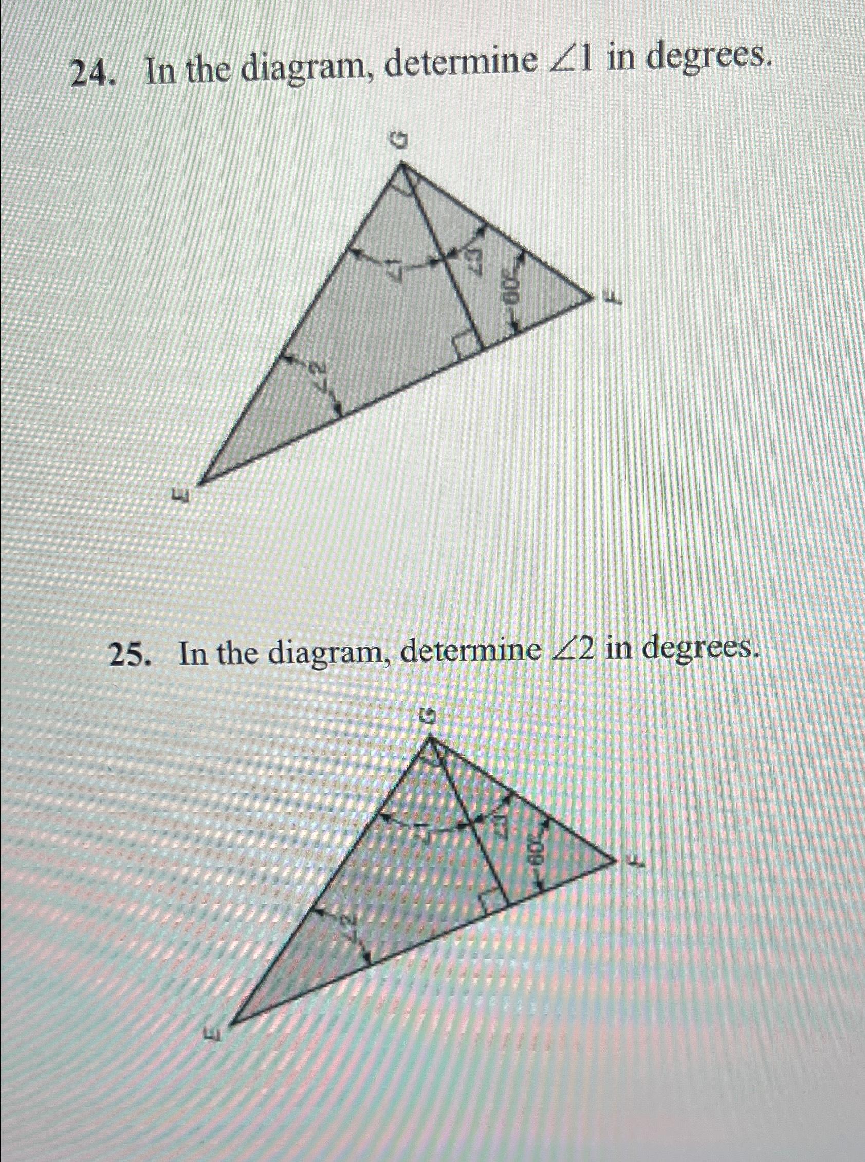 Solved In The Diagram Determine 1 in Degrees In The Chegg