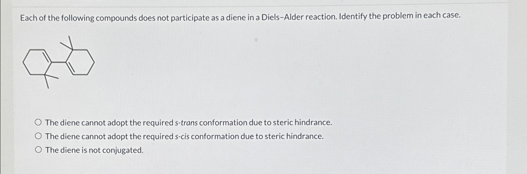 Solved Each of the following compounds does not participate | Chegg.com