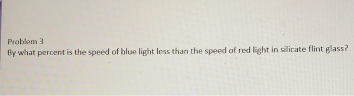 Solved Problem 3 By what percent is the speed of blue light | Chegg.com