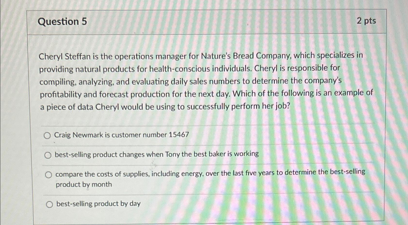 Solved Question 52 ﻿ptsCheryl Steffan is the operations | Chegg.com