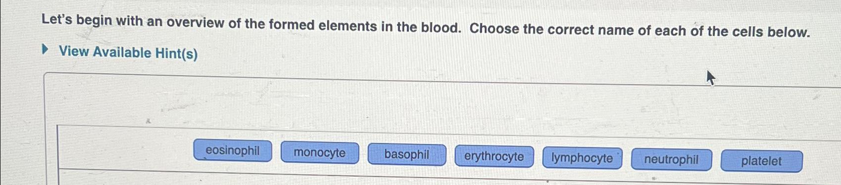 Solved Let's begin with an overview of the formed elements | Chegg.com