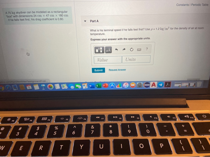 Solved Constants Periodic Table A 75 kg skydiver can be | Chegg.com