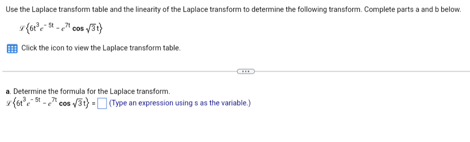 Solved Use the Laplace transform table and the linearity of | Chegg.com