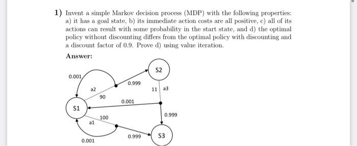 Solved 1) Invent a simple Markov decision process (MDP) with | Chegg.com