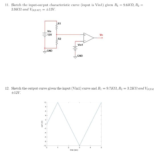 Solved 11 Sketch The Input Output Characteristic Curve