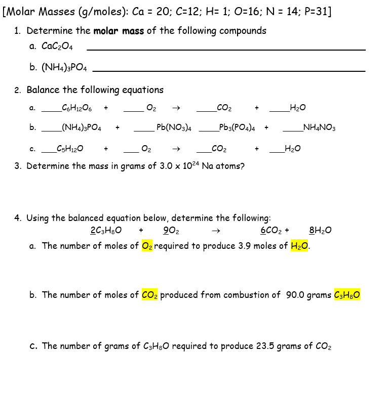 Solved [Molar Masses (g/moles): | Chegg.com