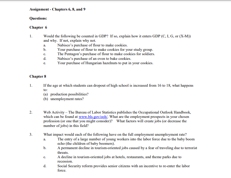 Solved Assignment - ﻿Chapters 6,8, ﻿and 9Questions:Chapter | Chegg.com