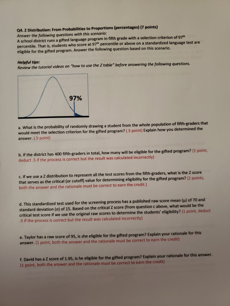 Solved Q4. Z Distribution: From Probabilities to Proportions | Chegg.com