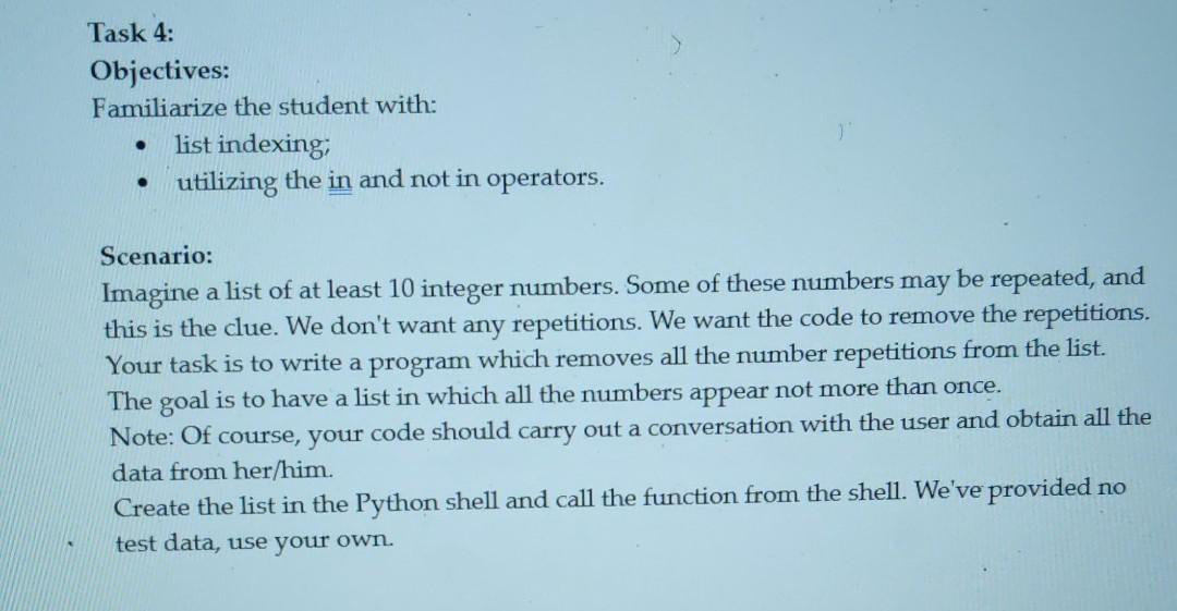 Solved Task 4: Objectives: Familiarize the student with: | Chegg.com
