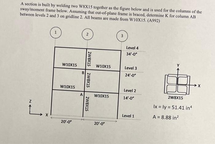 Solved A section is built by welding two W8X15 together as | Chegg.com