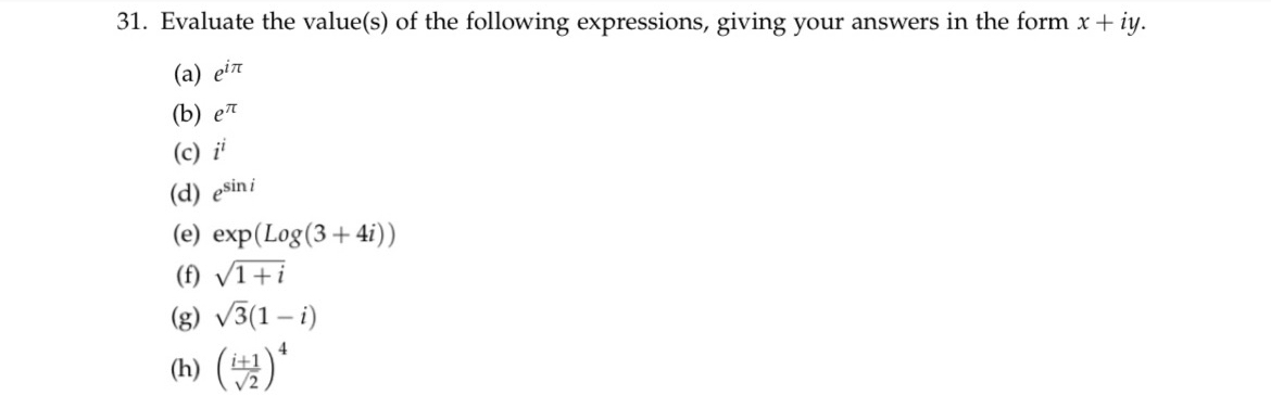 Evaluate the value(s) ﻿of the following expressions, | Chegg.com