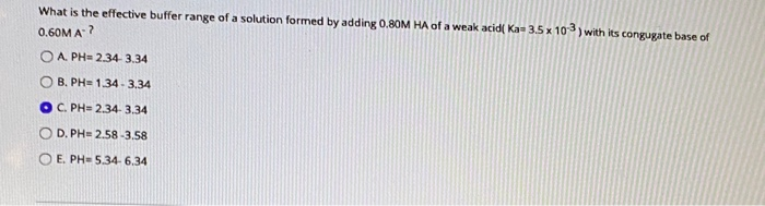 Solved What is the effective buffer range of a solution | Chegg.com