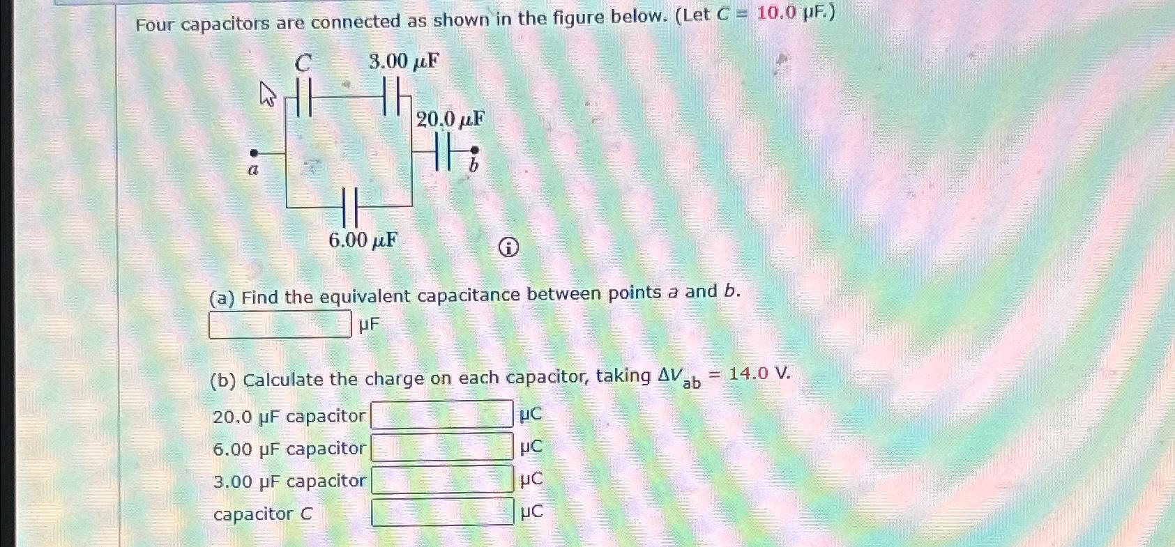 Solved Four capacitors are connected as shown in the figure | Chegg.com