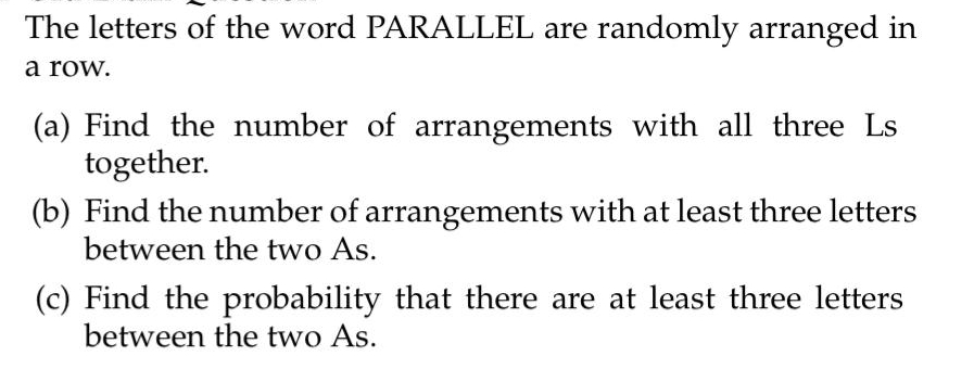 The letters of the word PARALLEL are randomly | Chegg.com