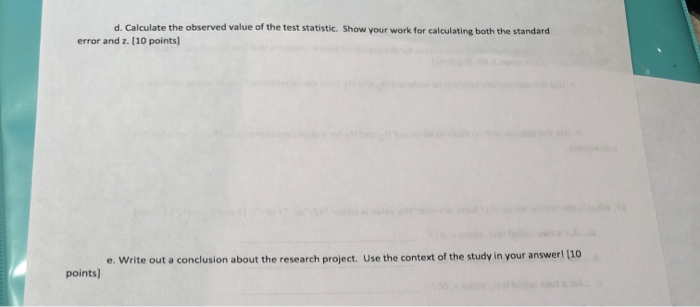 Solved d. Calculate the observed value of the test | Chegg.com
