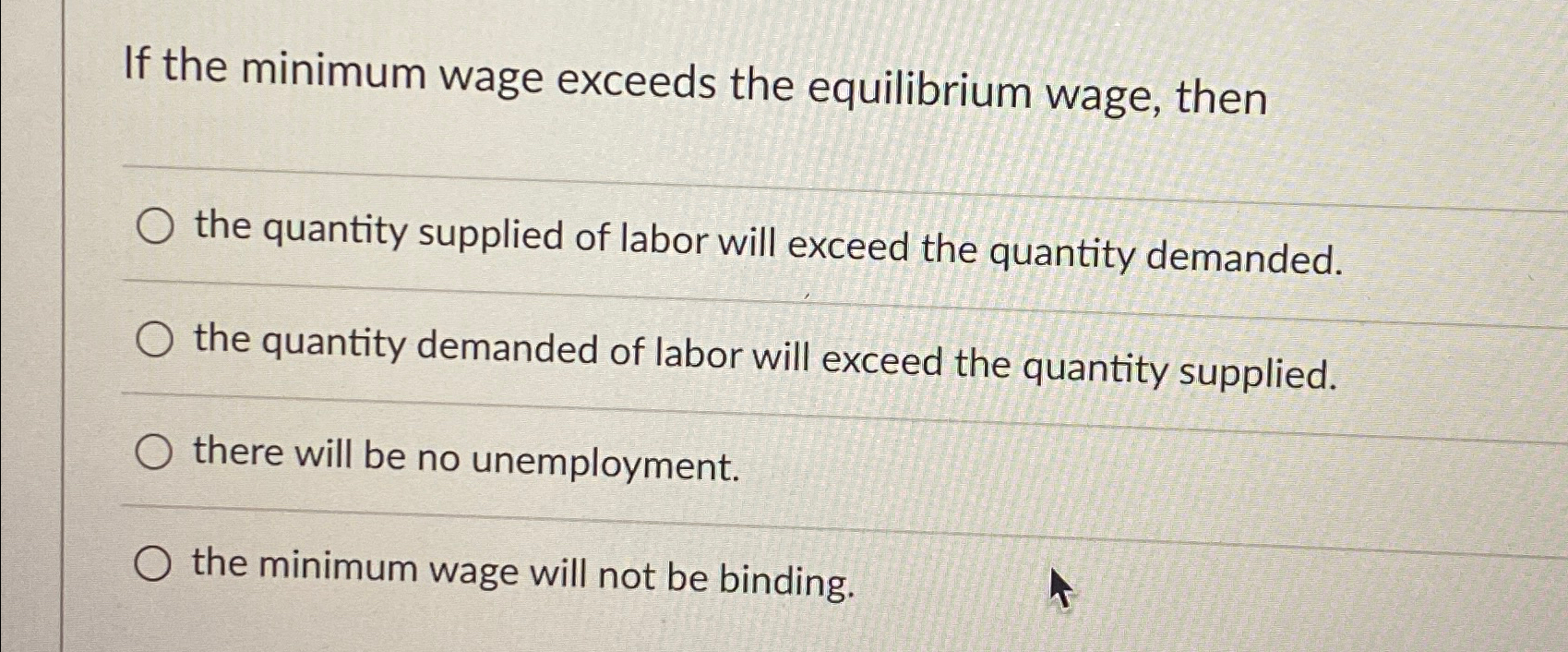 Solved If the minimum wage exceeds the equilibrium wage, | Chegg.com