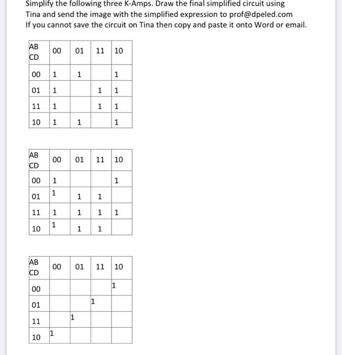 Solved Simplify the following three K-Amps. Draw the final | Chegg.com