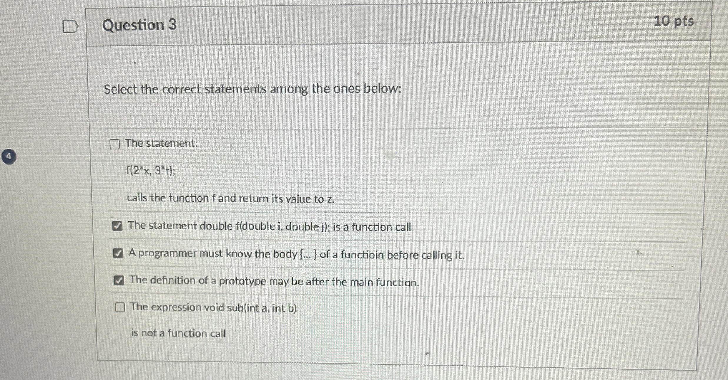 Solved Question 310 ﻿ptsSelect the correct statements among | Chegg.com
