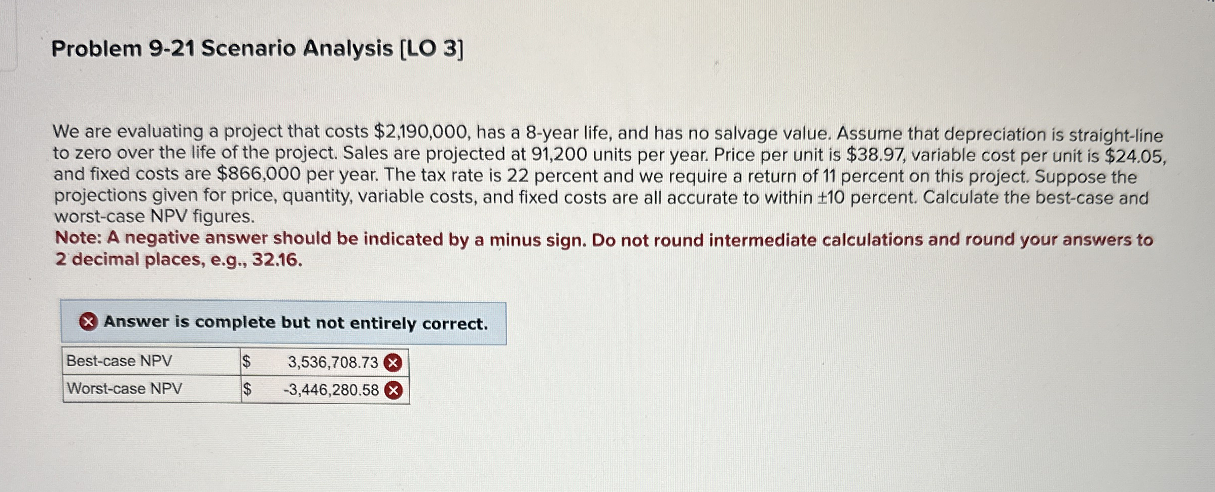 Solved Problem 9-21 ﻿Scenario Analysis [lO 3]We are | Chegg.com