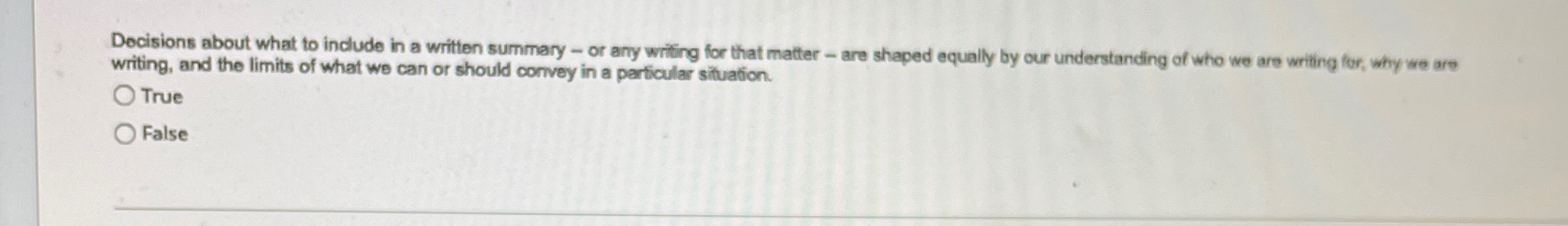 Solved Decisions about what to include in a written summary | Chegg.com