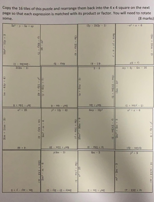 Copy the 16 tiles of this puzzle and rearrange them | Chegg.com