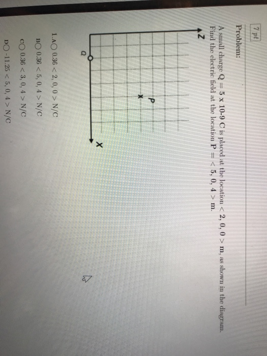 Solved 7 Pt Problem A Small Charge Q 5 X 10 9 C Is Placed Chegg solved-7-pt-problem-a-small-charge-q-5-x-10-9-c-is-placed-chegg