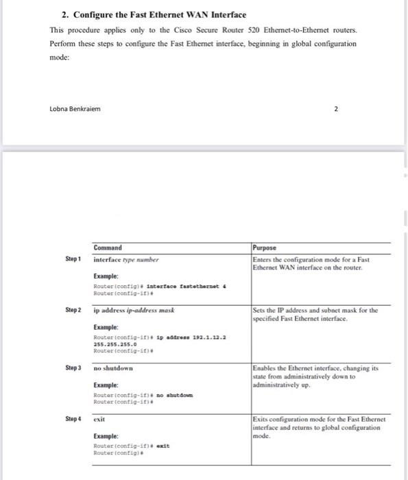 Solved Basic Router configuration Objectives: The objective | Chegg.com