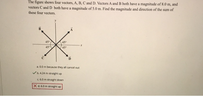 Solved The figure shows four vectors, A, B, C and D. Vectors | Chegg.com