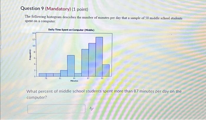 Solved Question 9 (Mandatory) (1 point) The following | Chegg.com
