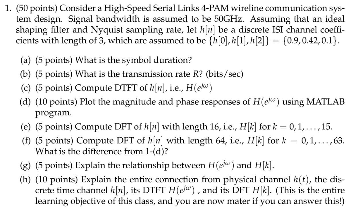 Solved (50 points) Consider a High-Speed Serial Links 4-PAM | Chegg.com
