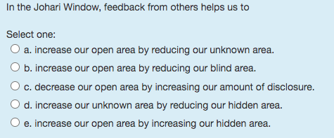 Solved In the Johari Window, feedback from others helps us | Chegg.com