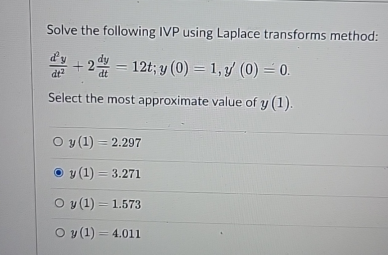 Solved Solve the following IVP using Laplace transforms | Chegg.com
