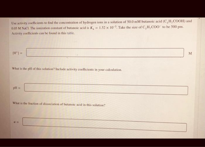 Solved Use activity coefficients to find the concentration | Chegg.com