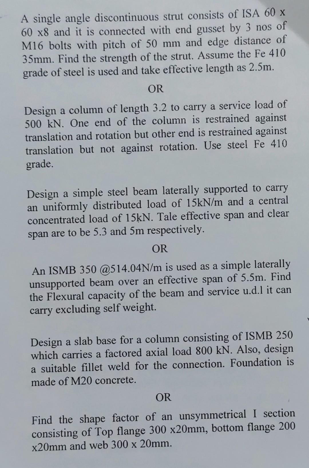 Solved A single angle discontinuous strut consists of ISA | Chegg.com
