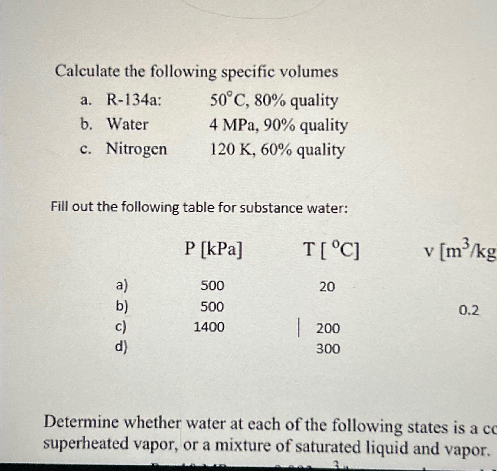 Solved Calculate the following specific volumesa. ﻿R-134a: | Chegg.com