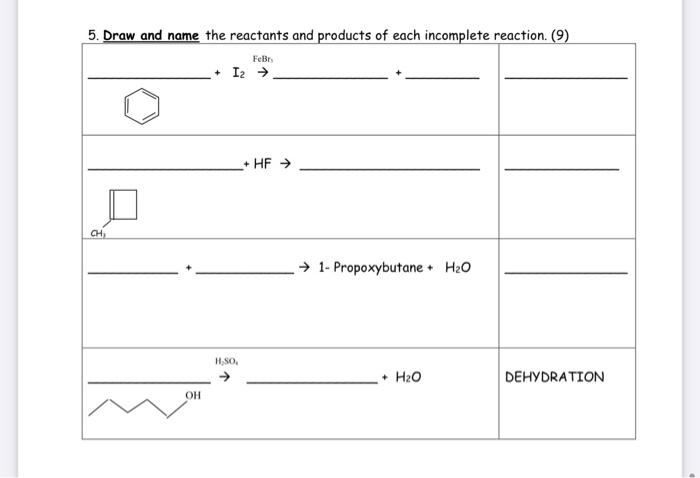 Solved 5. Draw and name the reactants and products of each | Chegg.com